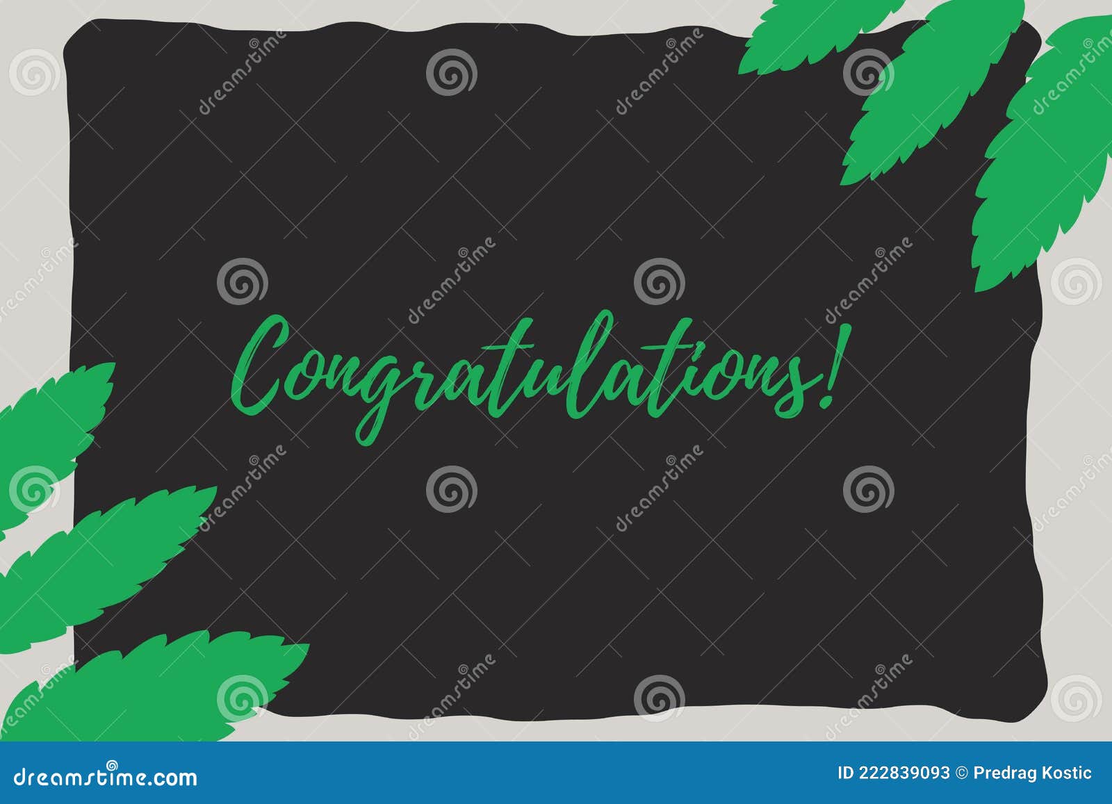 Congratulations on a Black Background Decorated with Leaves. Stock ...