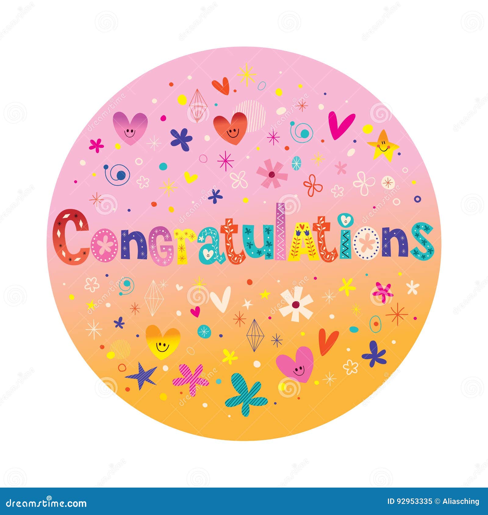 Congratulations card stock vector. Illustration of flowers - 92953335