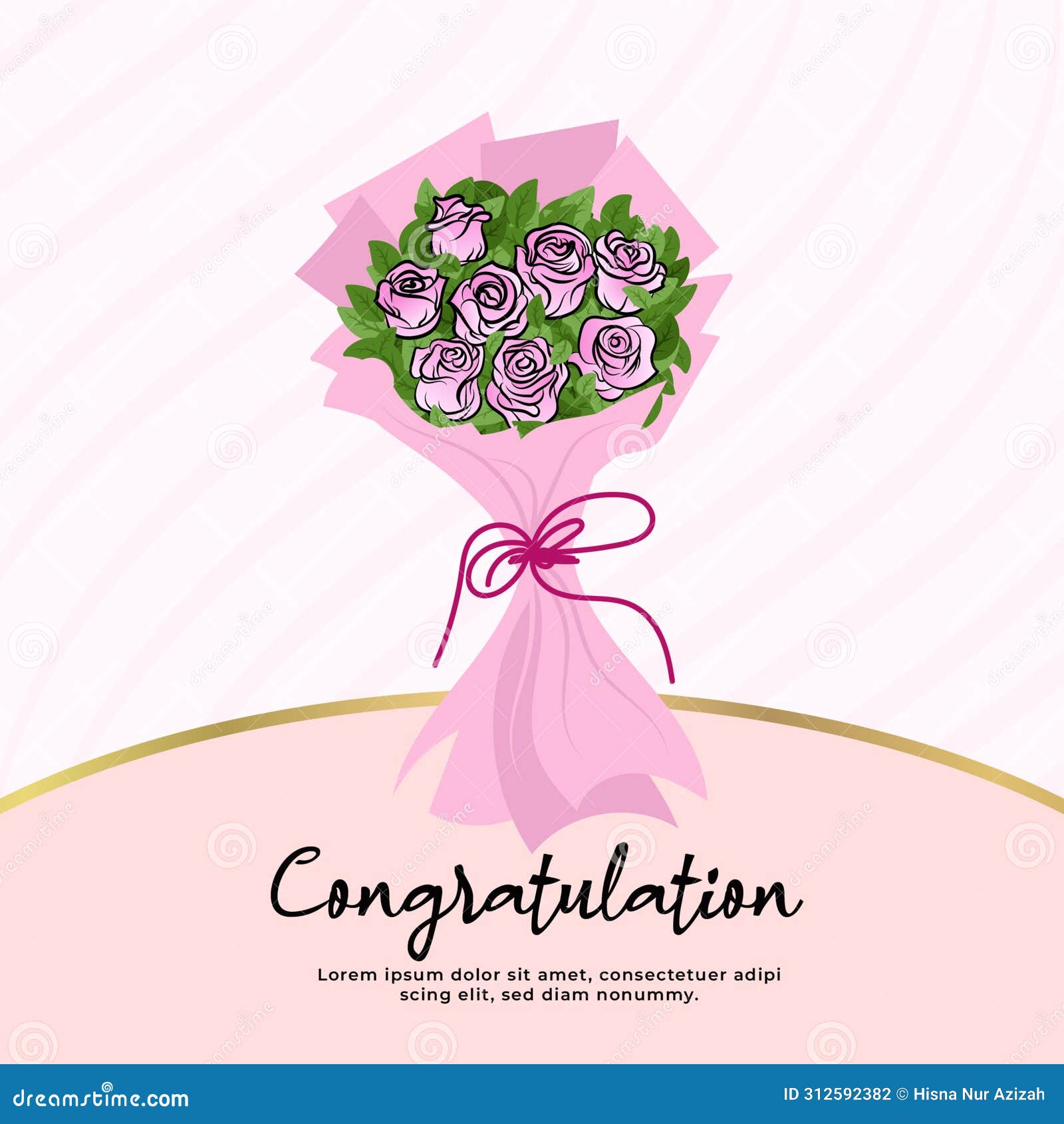 Congratulations Card Template with Elegant Rose Bouquet Design Stock ...