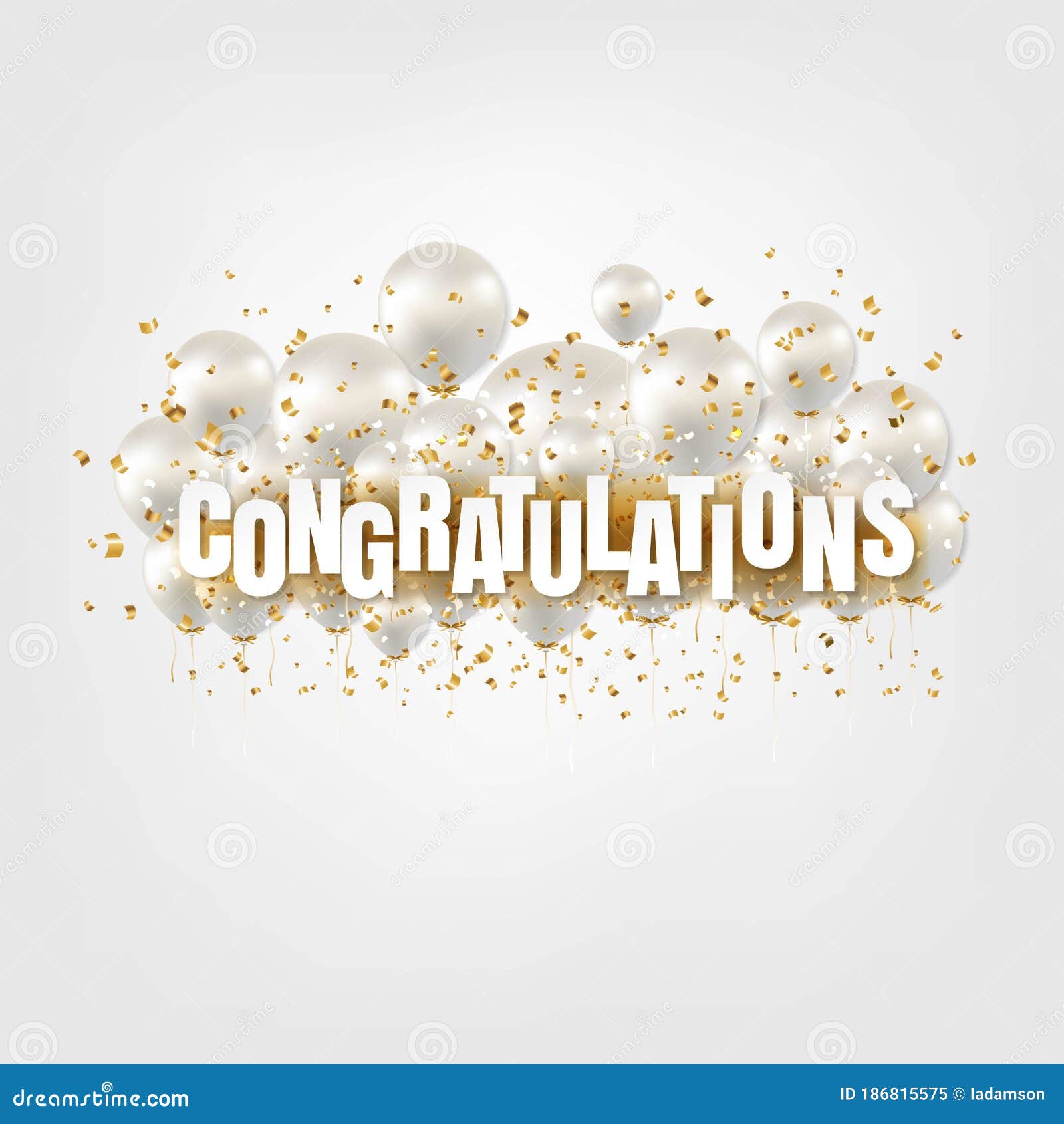 Congratulations Card and White Balloons White Background Stock Vector ...