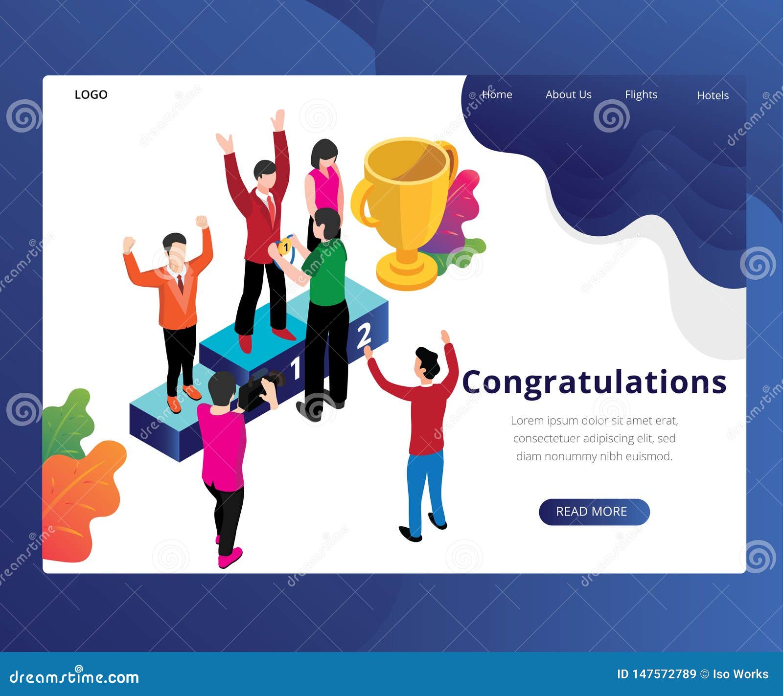 Congratulations & Celebration of Business Isometric Artwork Concept ...