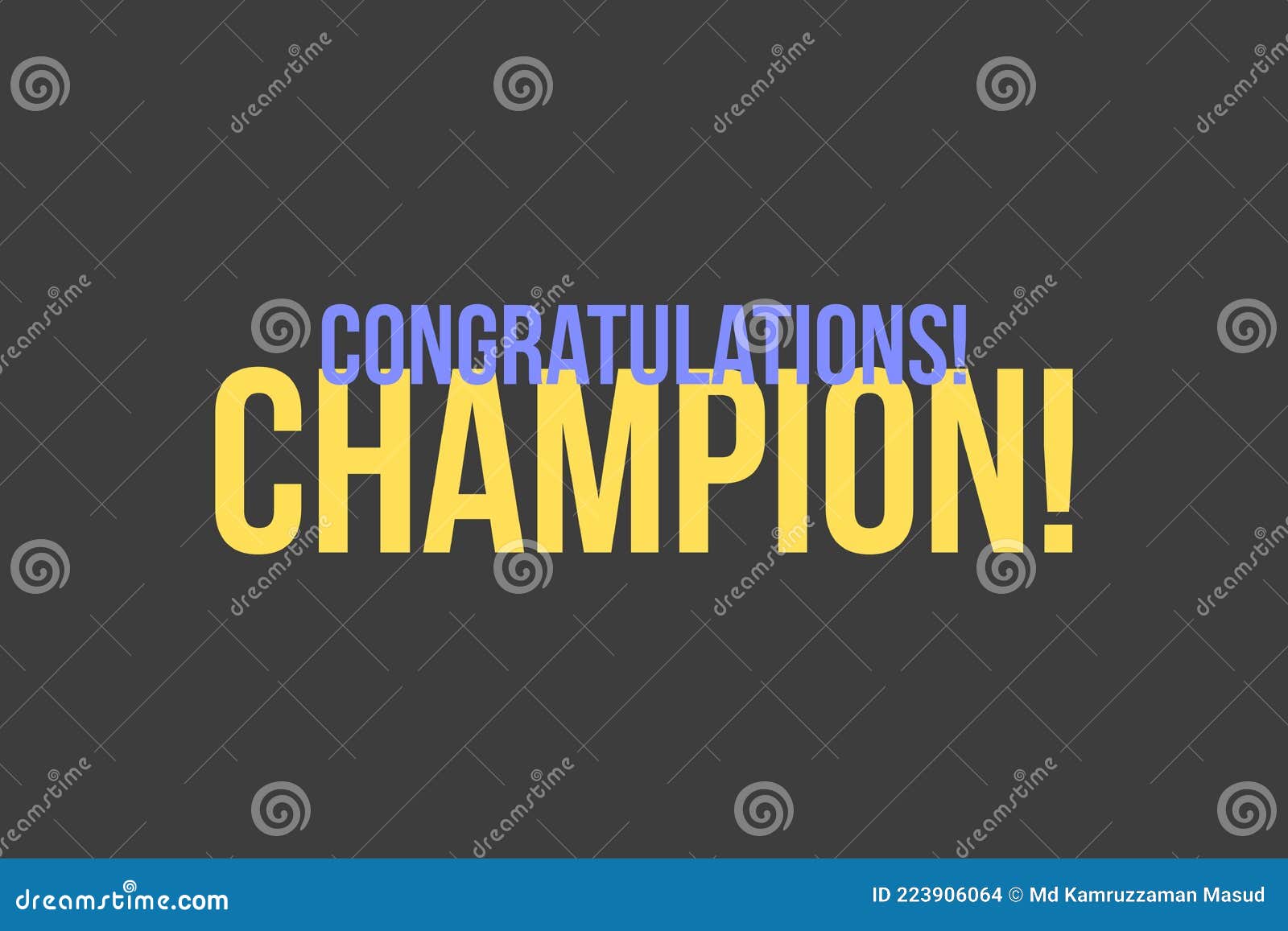 Congratulations Champion - Typography Text on Isolated Dark Background ...