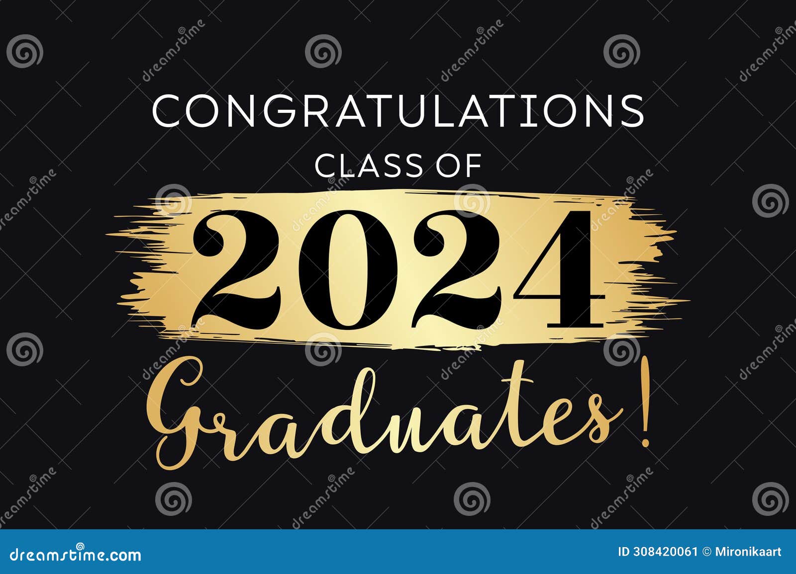 Congratulations Class of 2024 with Abstract Gold Brush Stroke on Dark ...