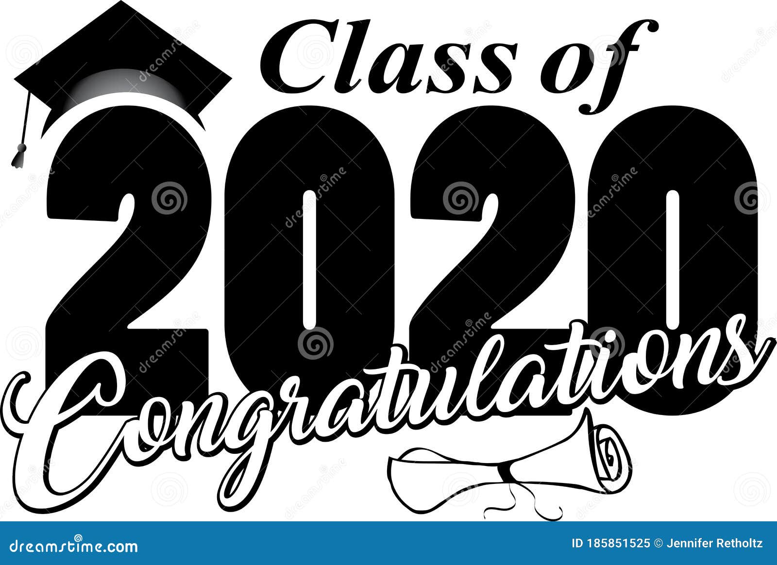 Congratulations Class Of 2023 Stacked Banner With Grad Cap Vector ...