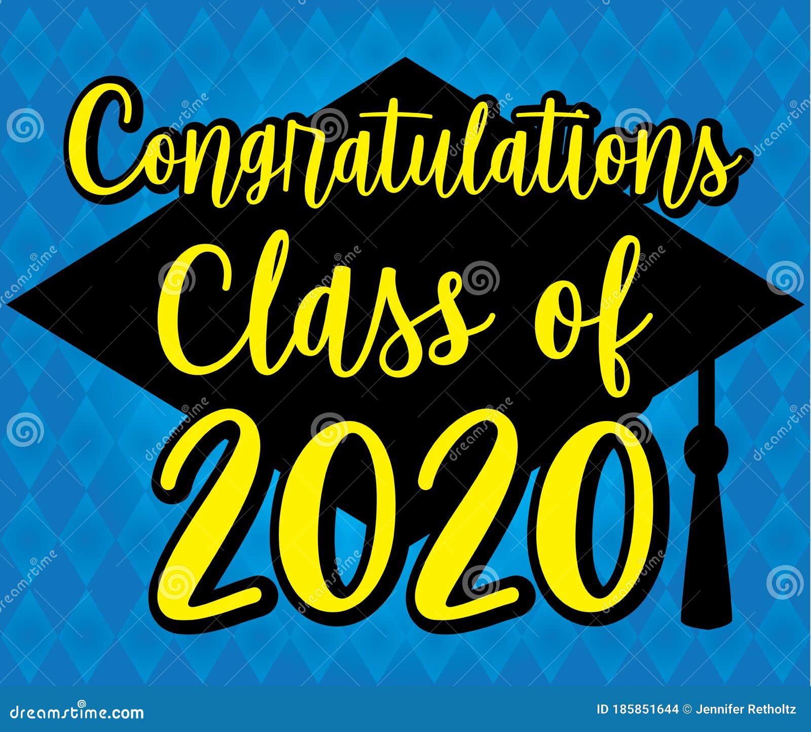 Congratulations Class of 2020 Blue and Yellow Stock Vector ...