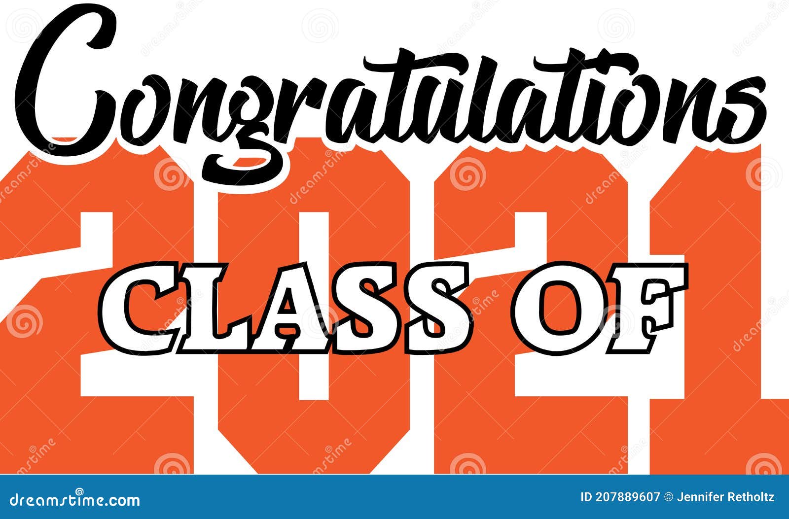 Congratulations Class of 2021 Orange and Black Stock Illustration ...