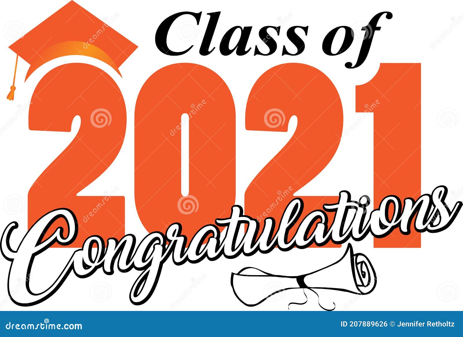Congratulations Class of 2021 Orange and Black with Diploma Stock ...