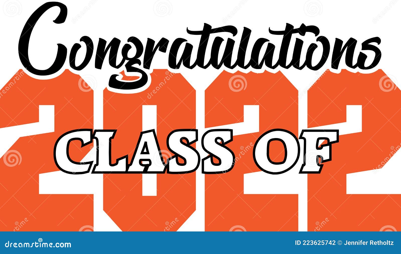 Congratulations Class of 2022 Graphic Orange and Black Stock Vector ...