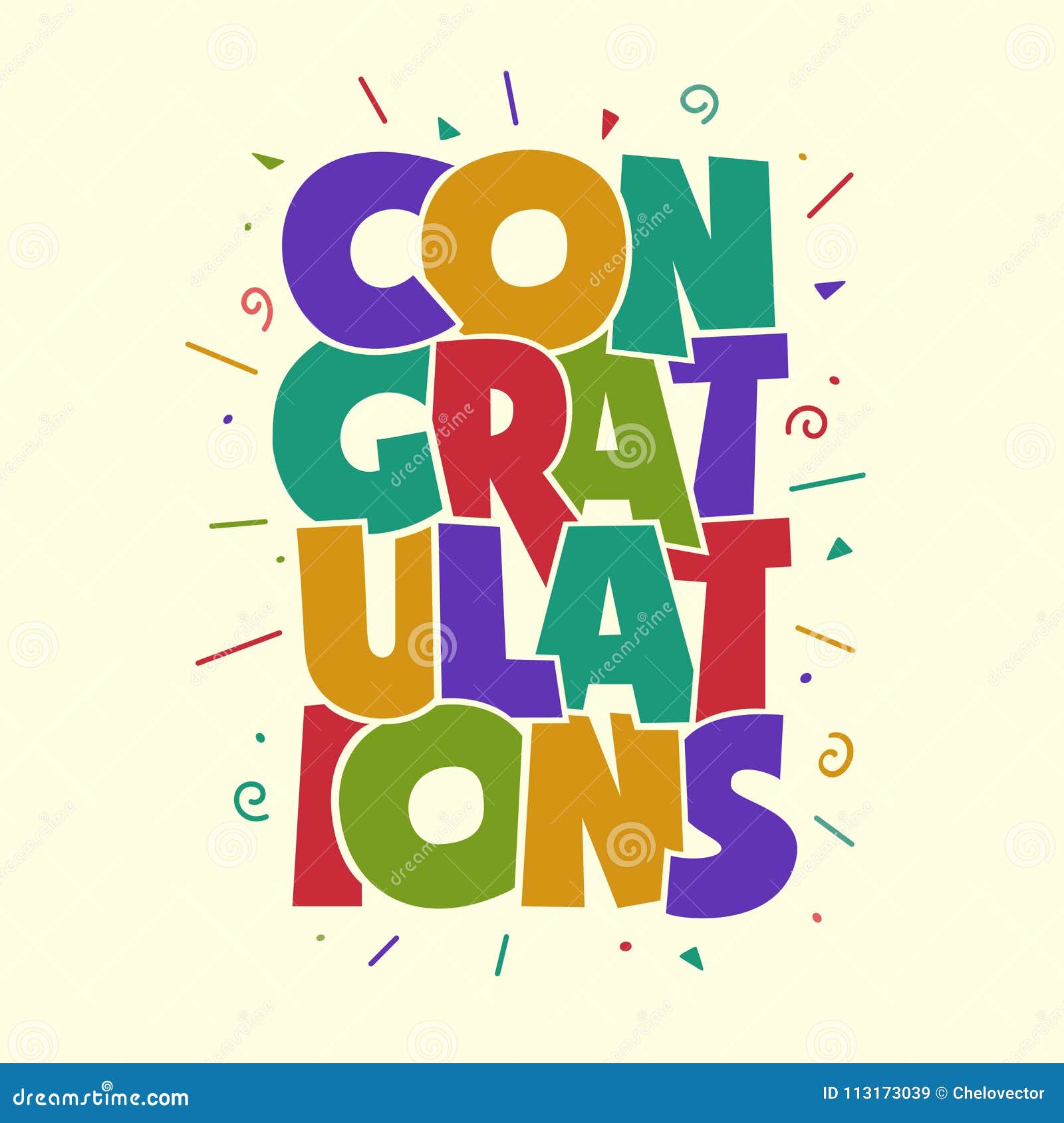 Congratulations Colorful Typography Design. Vector Illustration. Stock ...
