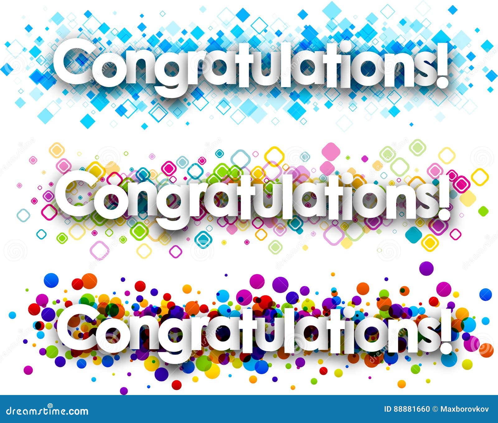 Congratulations Colour Banners Set. Stock Vector - Illustration of ...