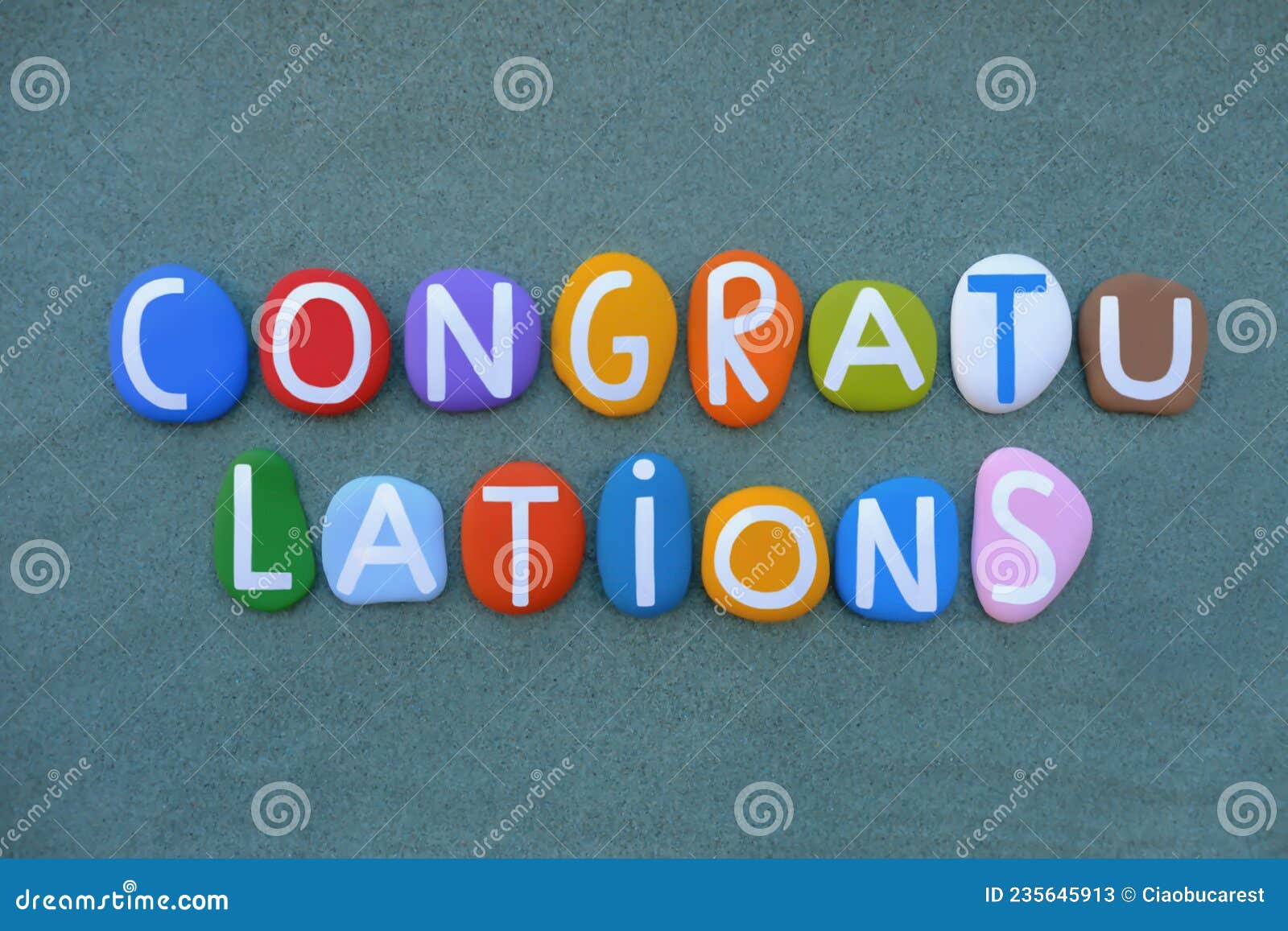 Congratulations, Creative Message Composed with Multi Colored Stone ...