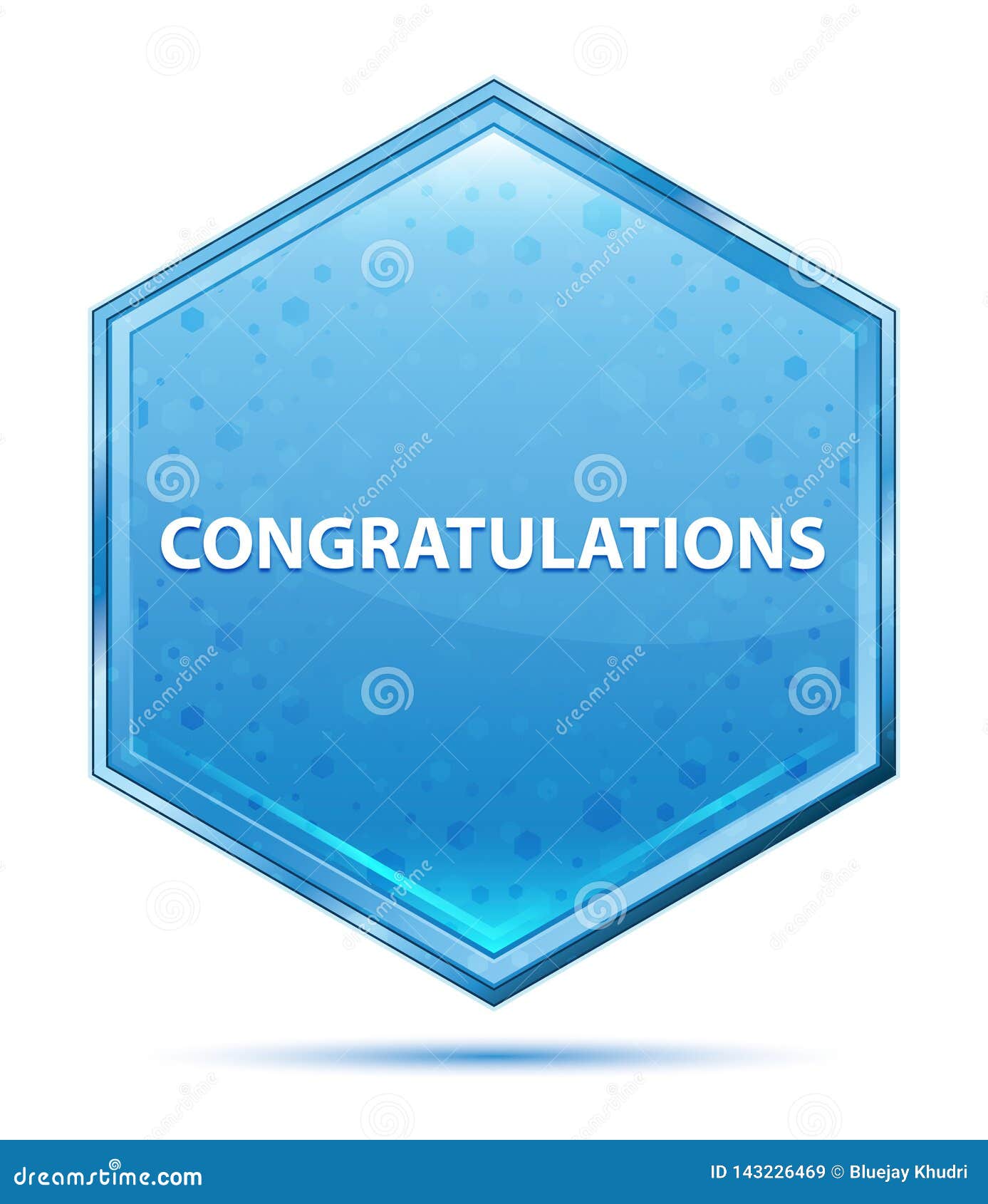 Congratulations Crystal Blue Hexagon Button Stock Illustration ...