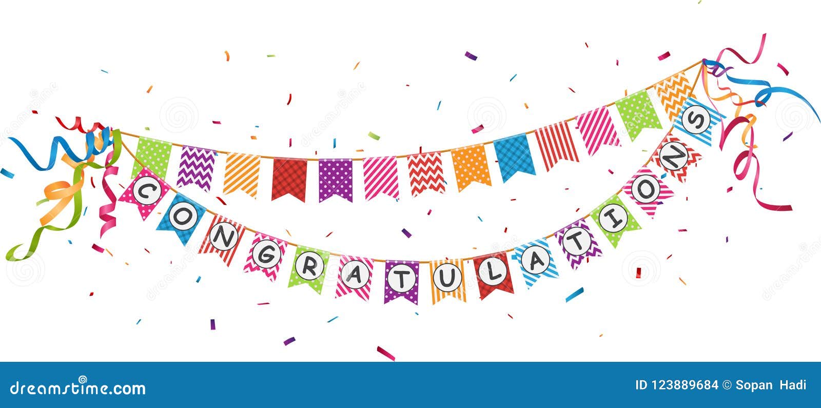 Congratulations Design with Ribbon and Confetti Stock Vector ...