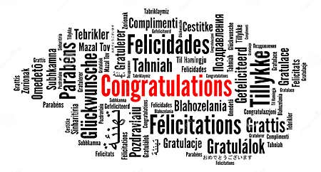 Congratulations in Different Languages Word Cloud Stock Illustration ...