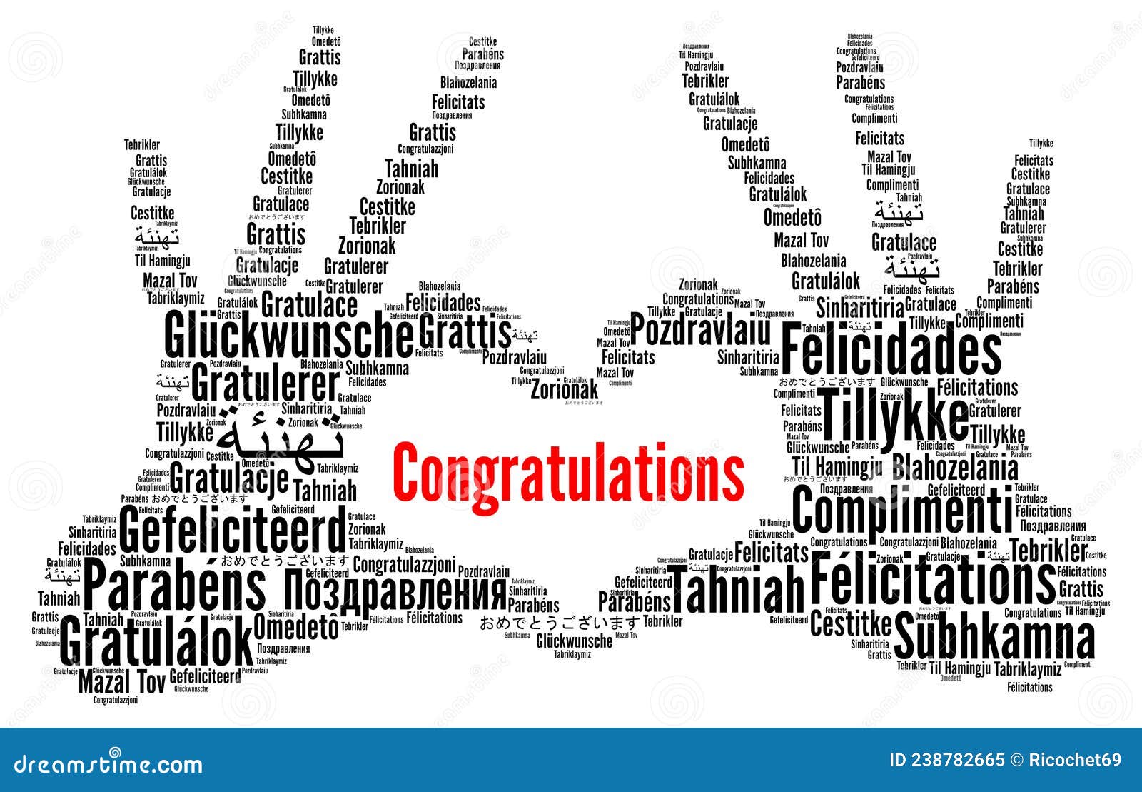 Congratulations in Different Languages Word Cloud Stock Illustration ...