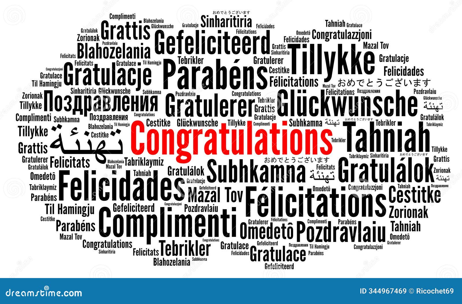Congratulations in Different Languages Word Cloud Stock Illustration ...