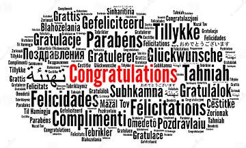 Congratulations in Different Languages Word Cloud Stock Illustration ...