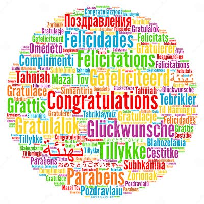 Congratulations in Different Languages Word Cloud Stock Illustration ...