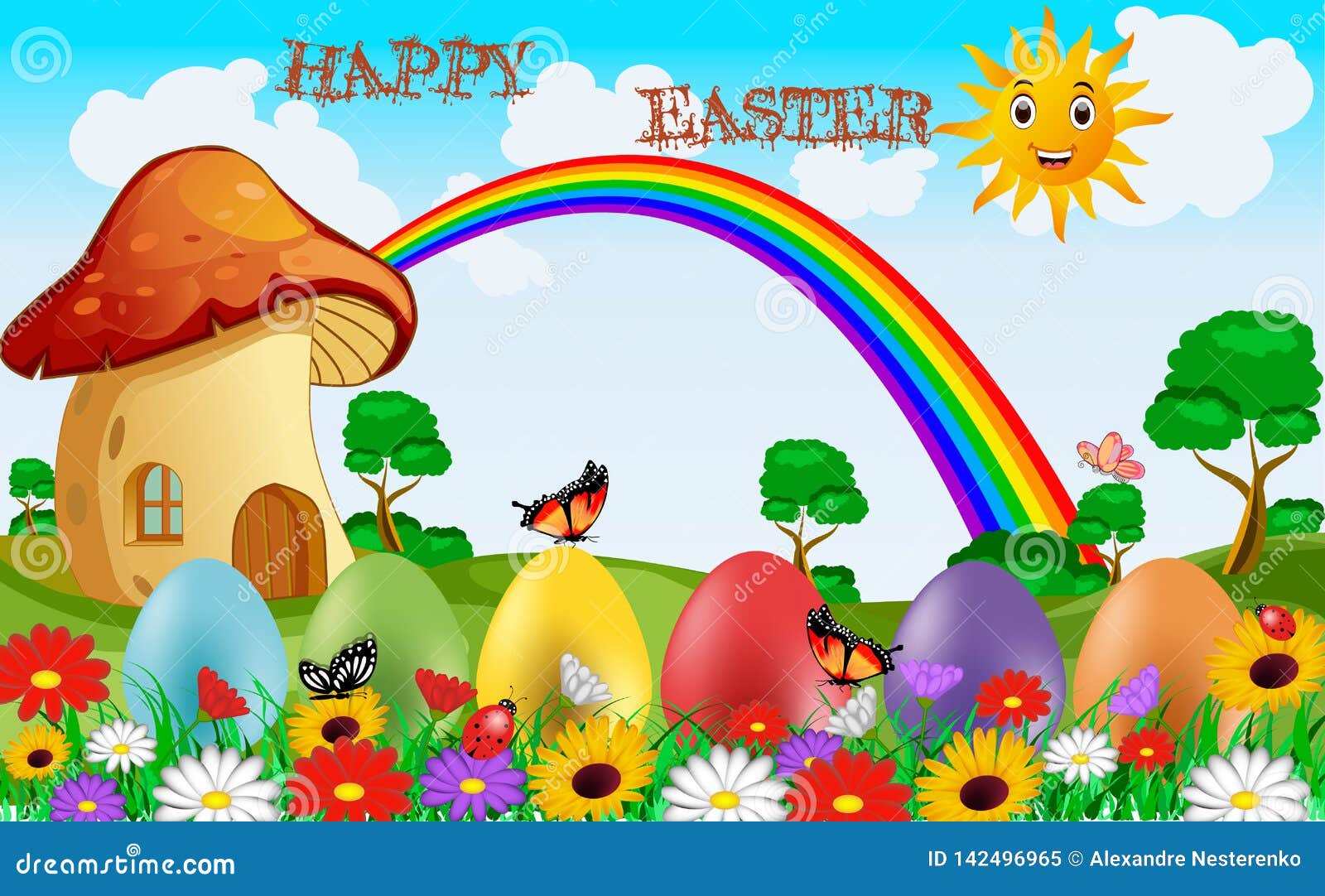Congratulations on Easter with the Image of a Rabbit Stock Vector ...