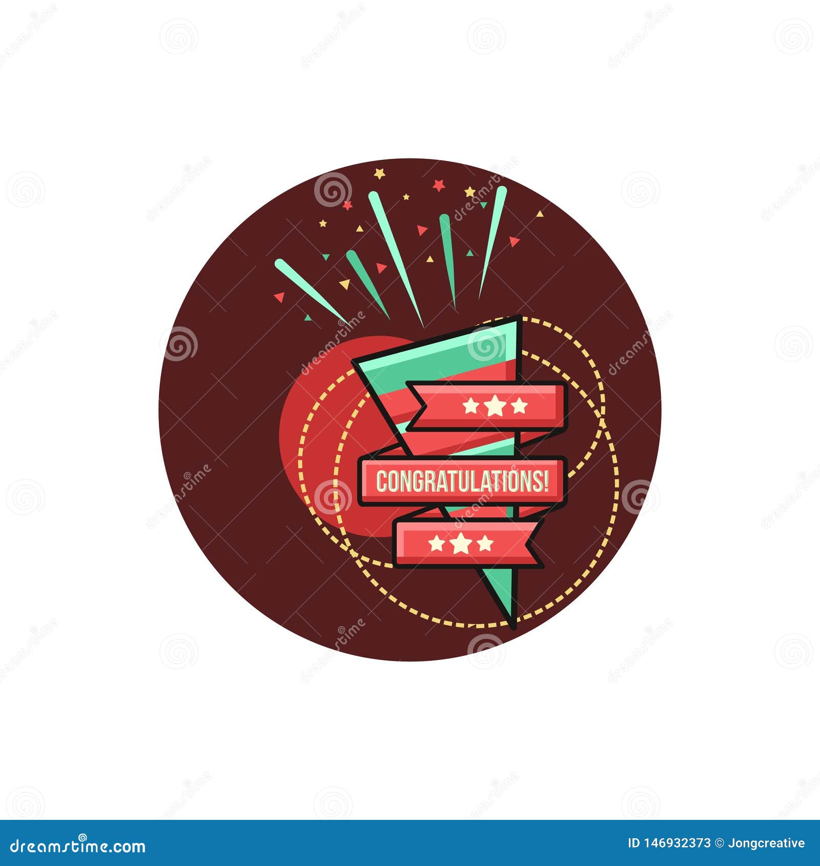 Congratulations Felicitation in Circle Confetti Fireworks Illustration ...