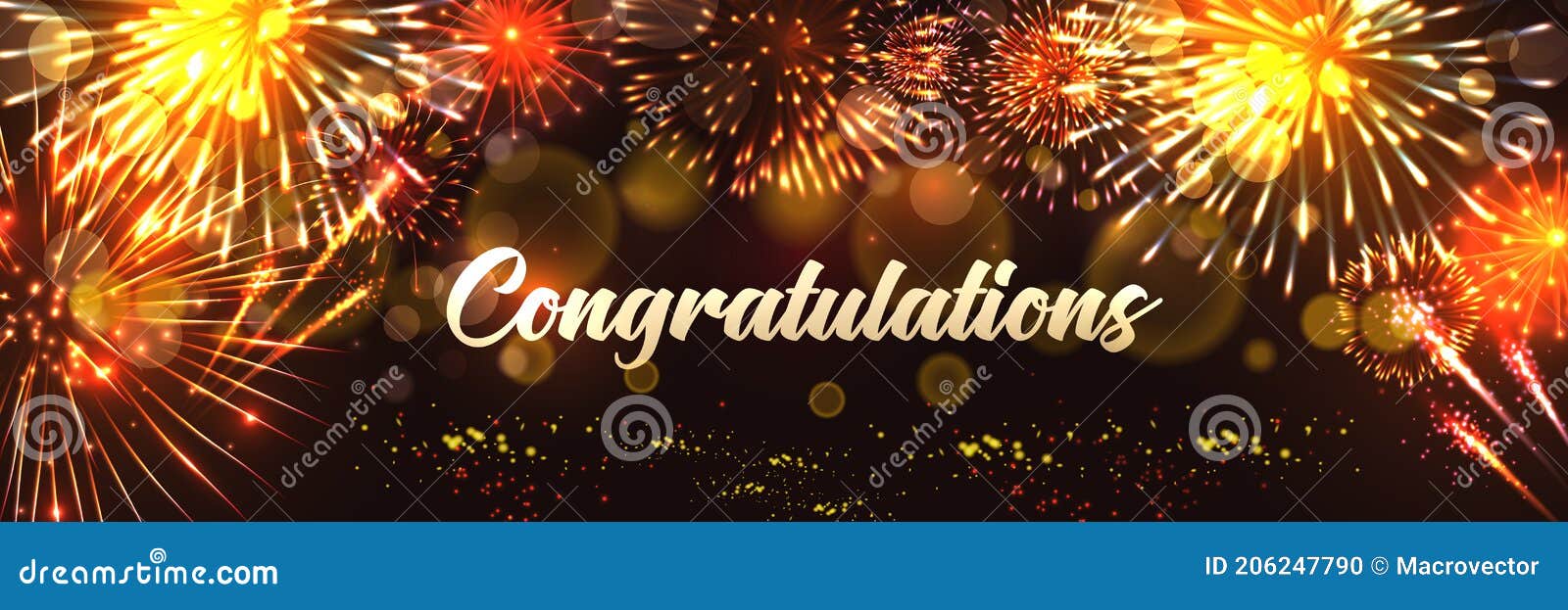 Congratulations Fireworks Horizontal Poster Vector Illustration ...