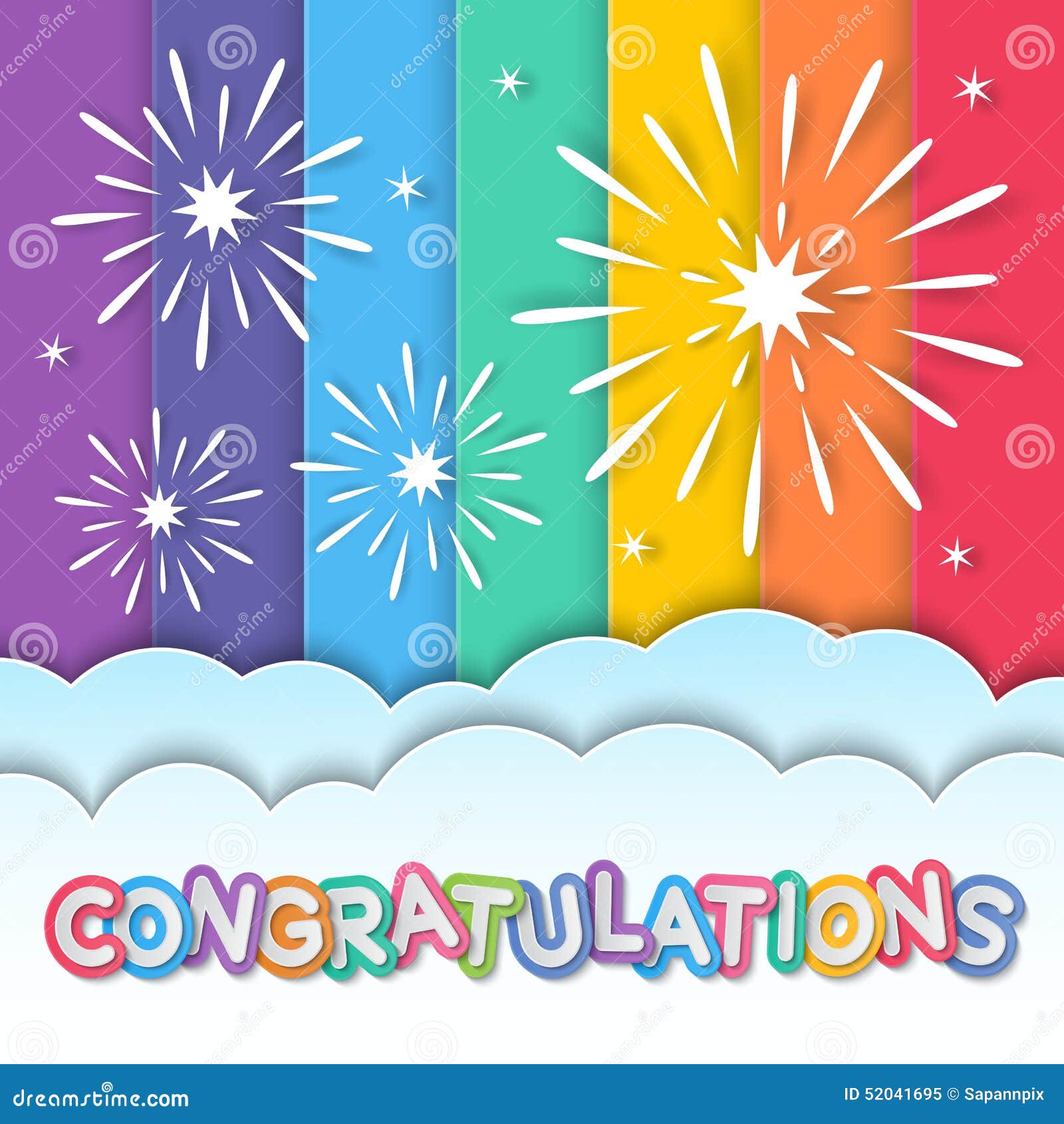 Congratulations Fireworks Horizontal Poster Vector Illustration ...