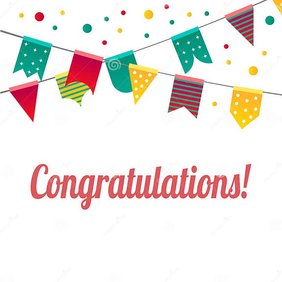 Congratulations with flags stock vector. Illustration of color - 95122839