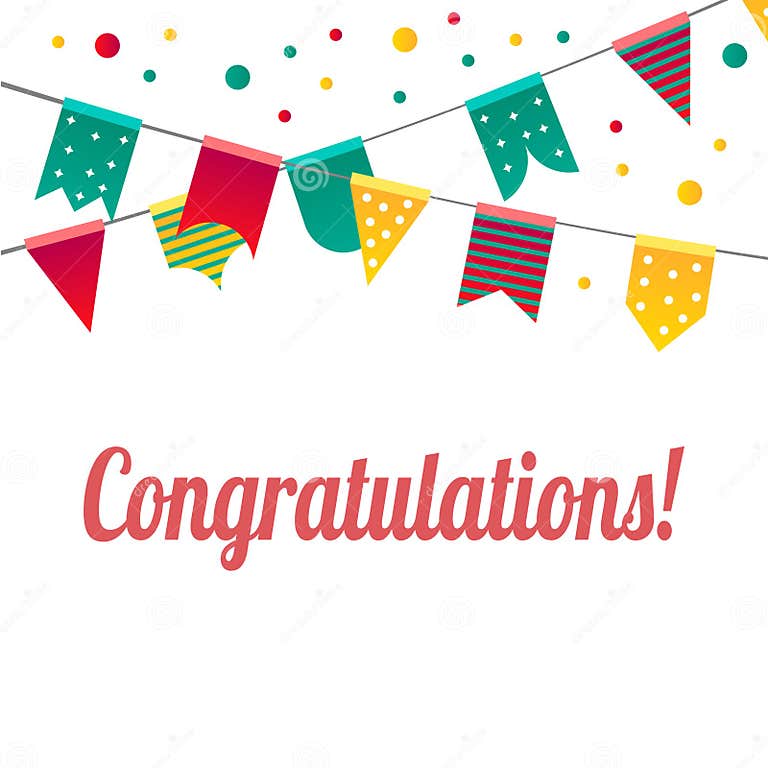 Congratulations with flags stock vector. Illustration of color - 95122839