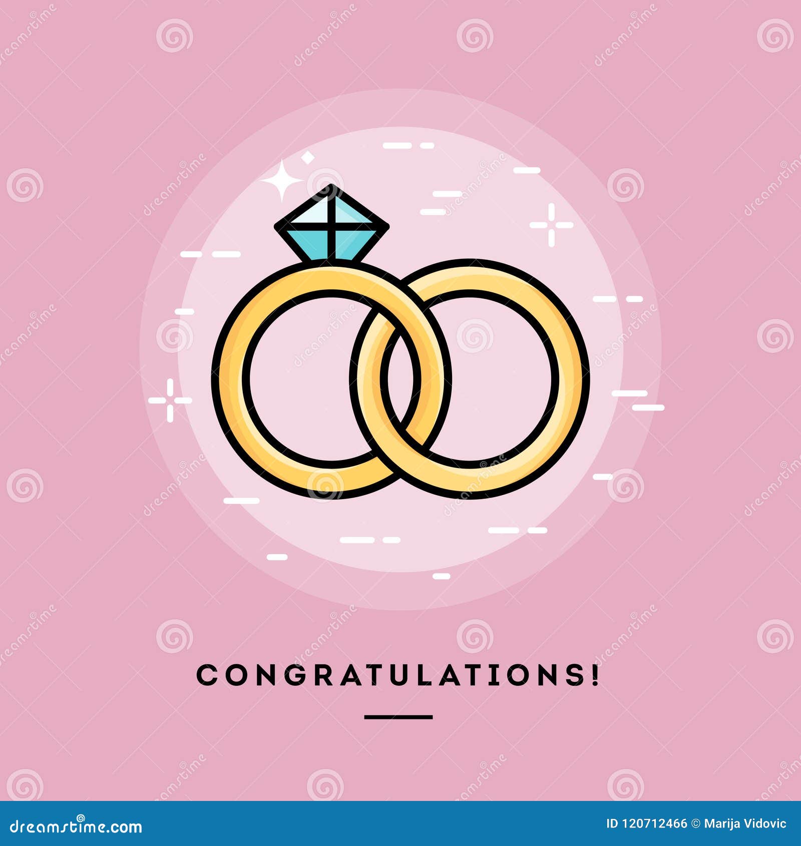 Congratulations! Flat Design Thin Line Banner Stock Illustration ...