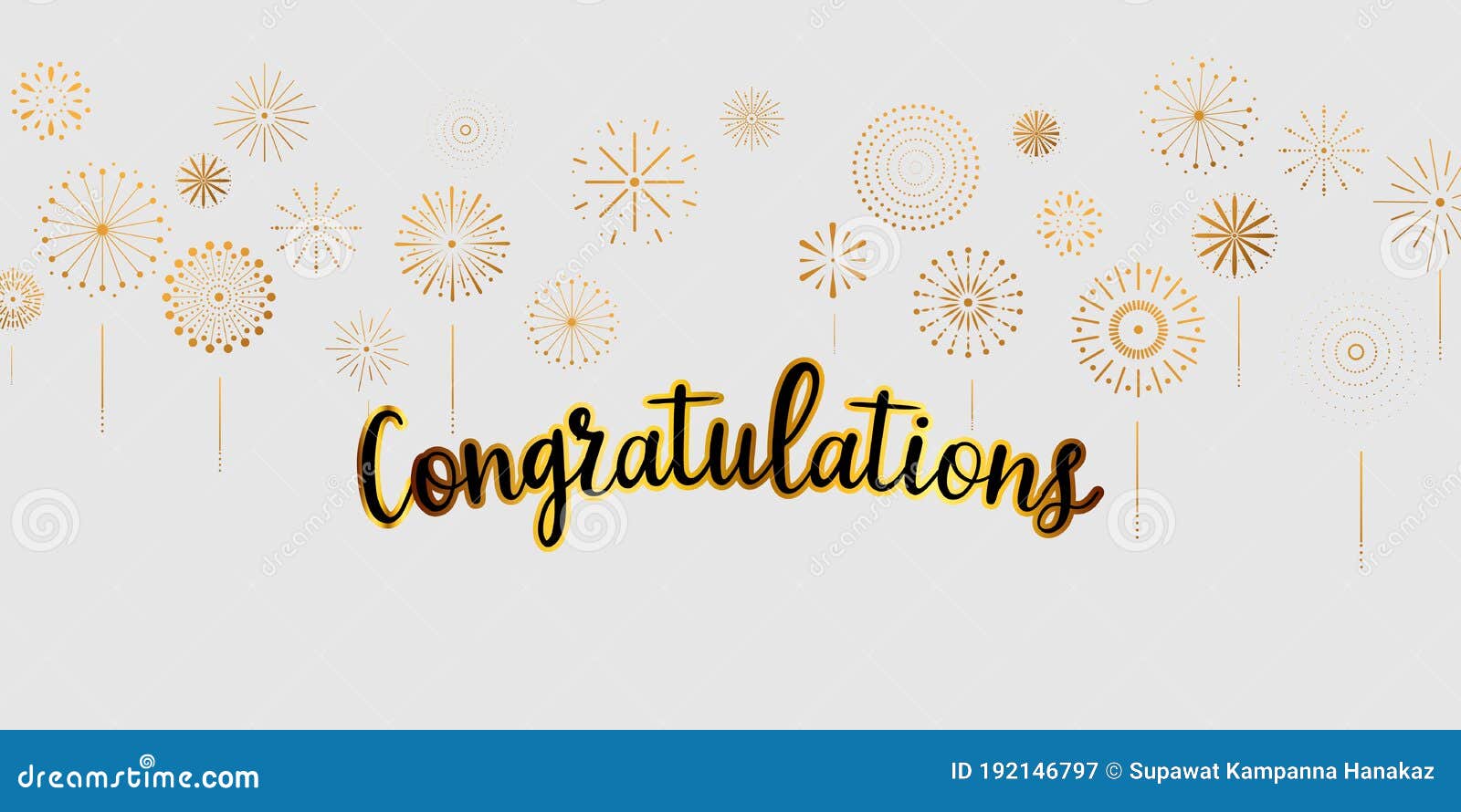 Congratulations! Gold Calligraphy Fireworks Stars Burst Vector Sign ...