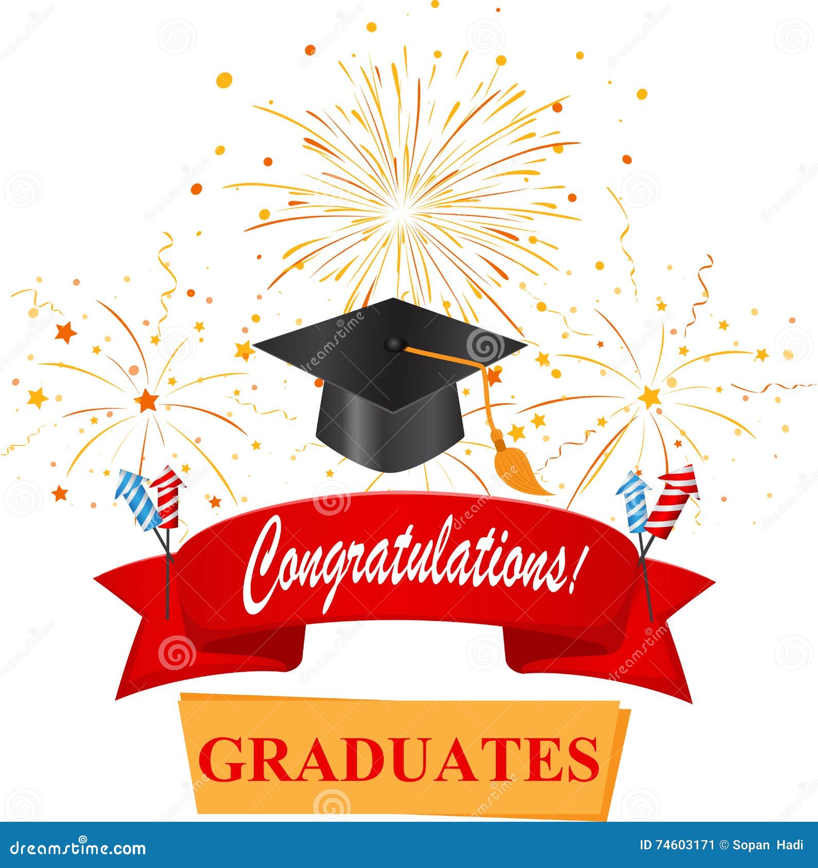 Congratulations with Graduate Cap and Confetti Stock Vector ...
