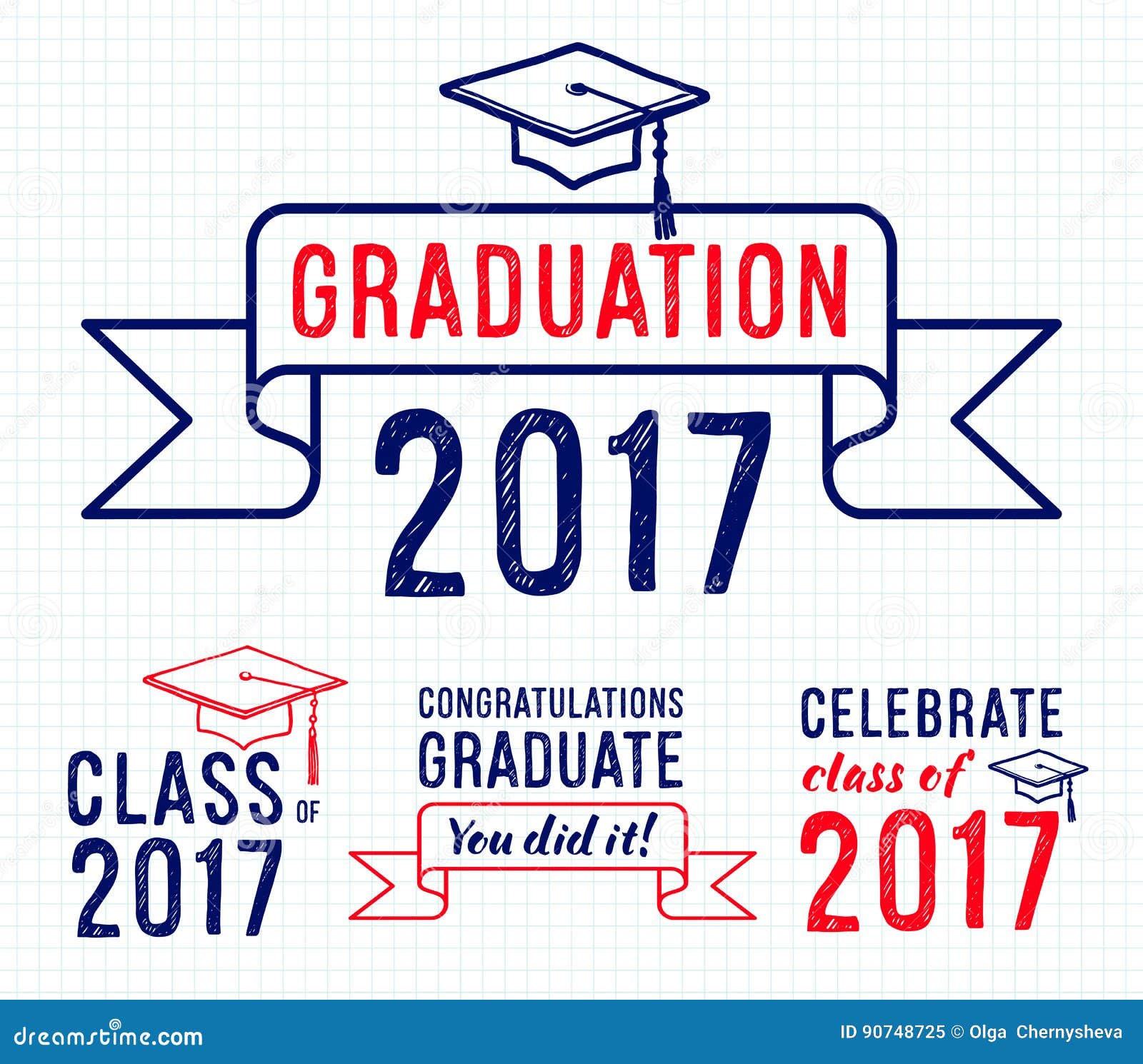 Congratulations Graduate 2017, Graduation Vector Set Stock Vector ...
