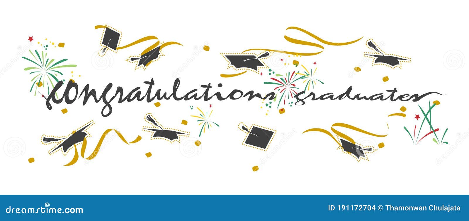 Congratulations Graduates Handwritten Typography Lettering Text Stock ...