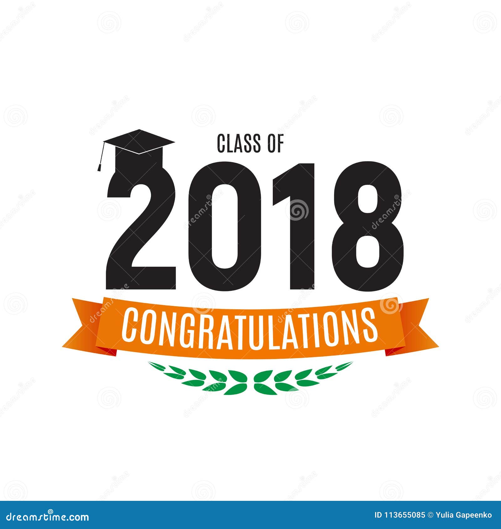 Graduation 2018 Party Invitation Card With Hat, Golden Frame, Flowers ...