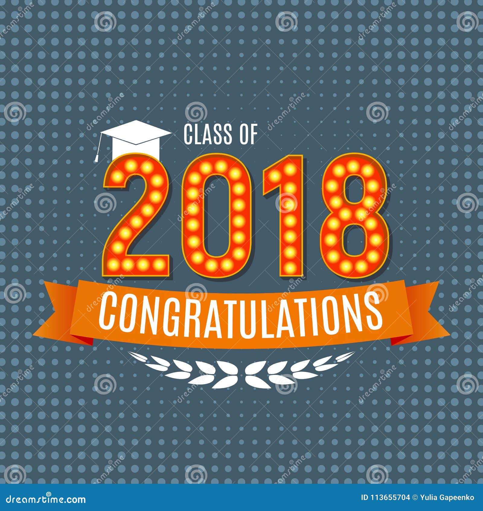 Graduation 2018 Party Invitation Card With Hat, Golden Frame, Flowers ...