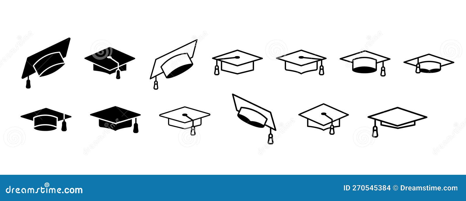 Congratulations Graduation. Class of 2023. Graduation Cap Icons Stock ...