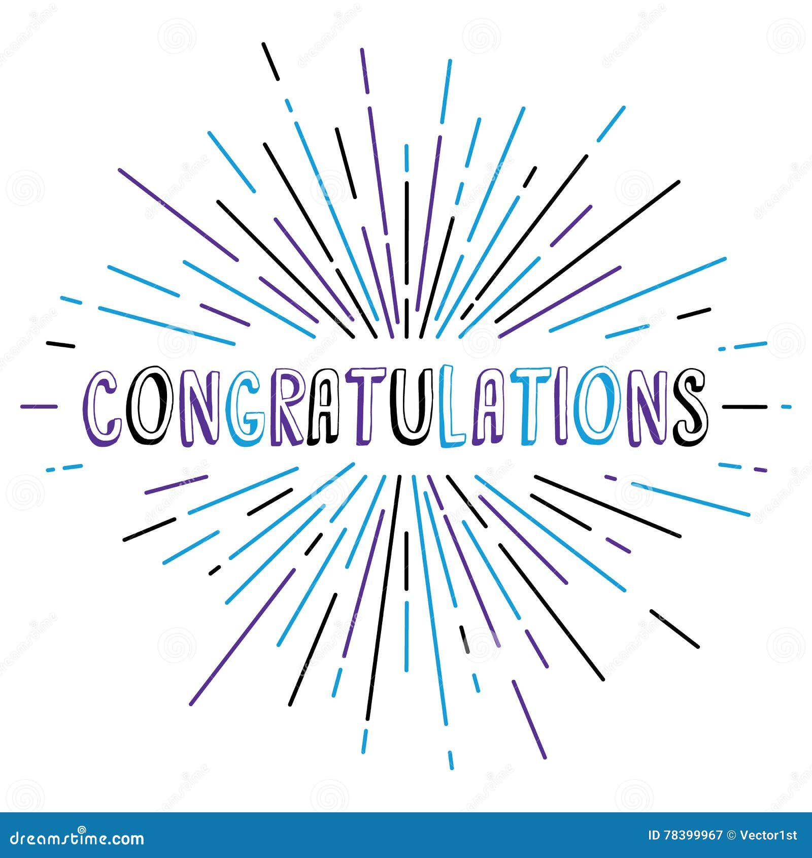 Congratulations Greetings Sunrays Retro Theme Stock Illustration ...