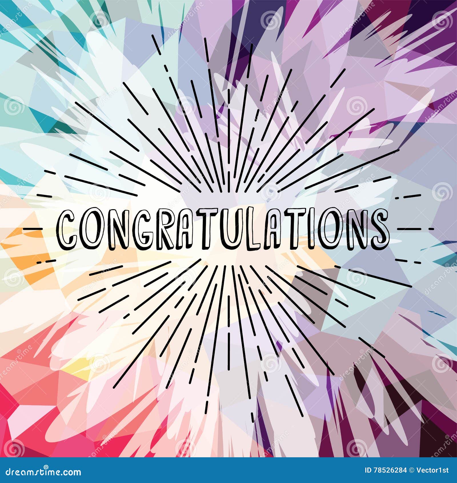 Congratulations Greetings Sunrays Retro Theme Stock Vector ...