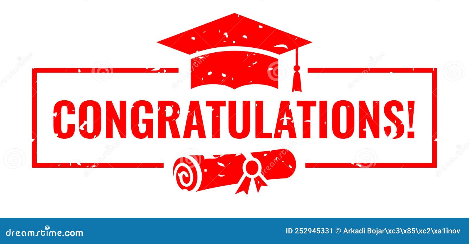 Congratulations Grunge Stamp, Graduation Symbol Cartoon Vector ...