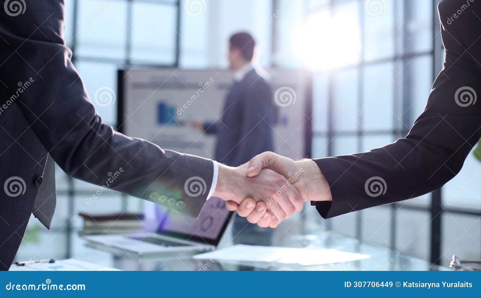 Congratulations and Handshake at a Successful Business Meeting Stock ...