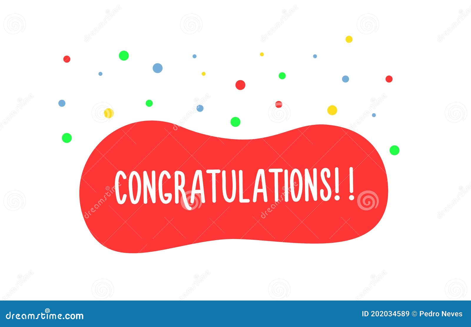 Congratulations Handwritten Text in Red Liquid Shape with Colorful ...