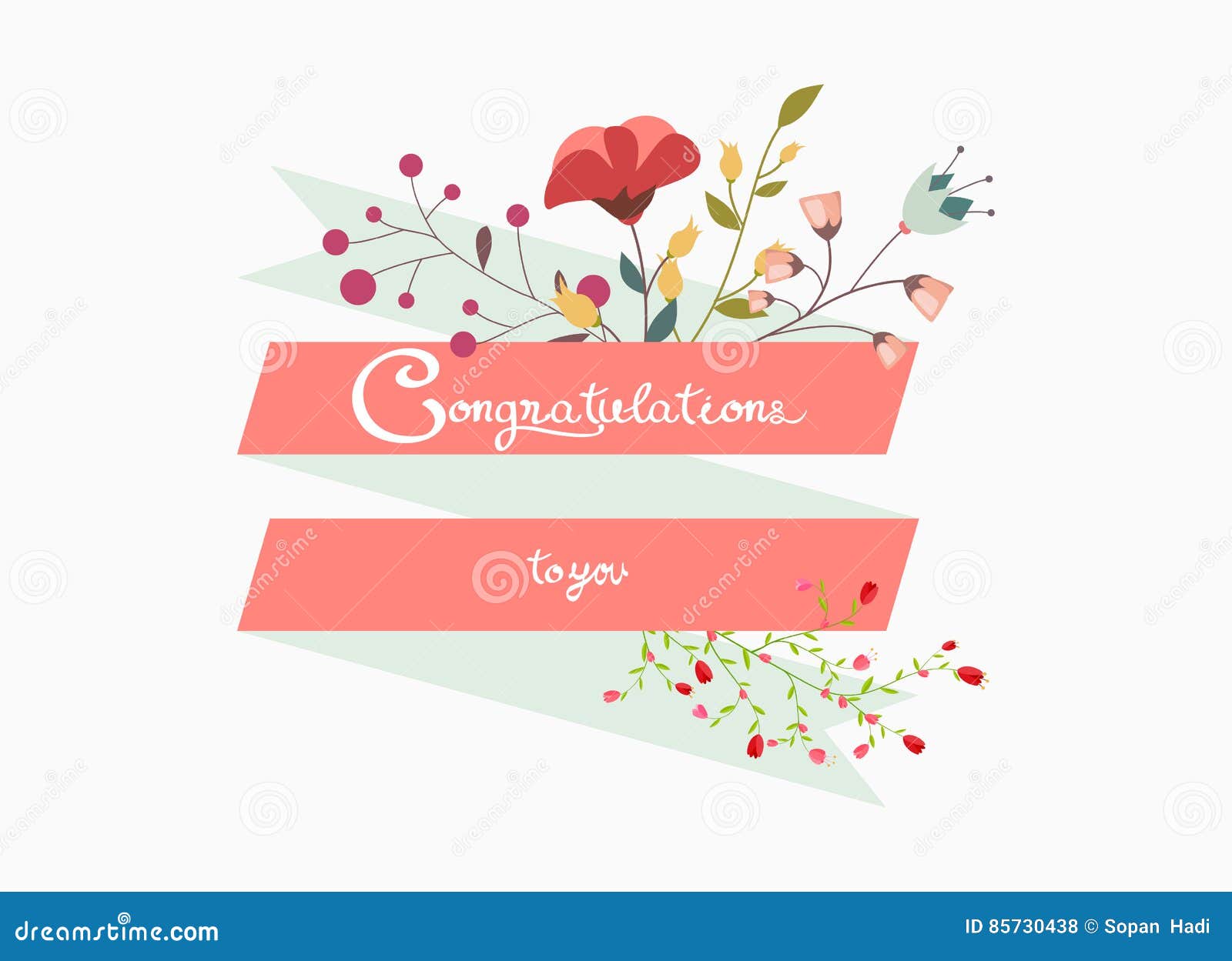 Congratulations Lettering Decorative with Flower Stock Vector ...