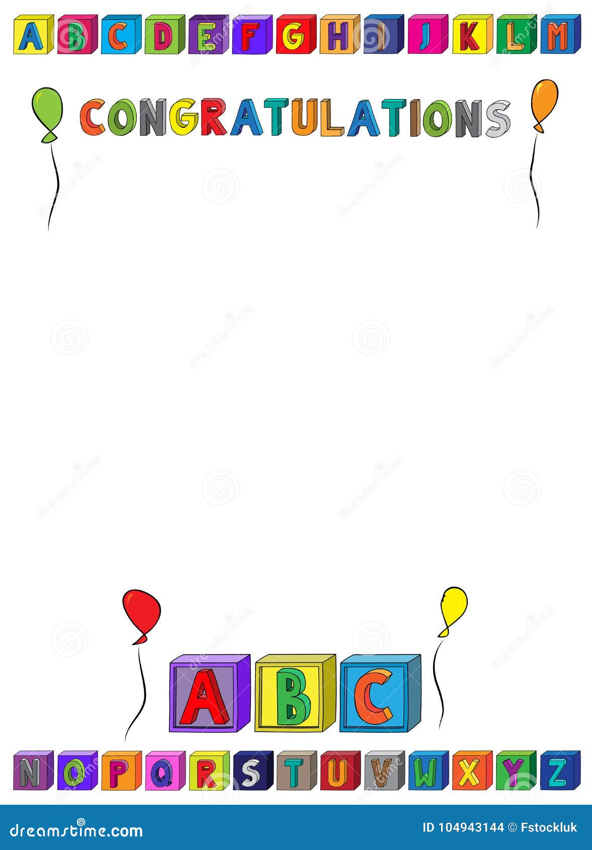 Congratulations Lettering A4 Page for Kids with Alphabet Blocks Stock ...