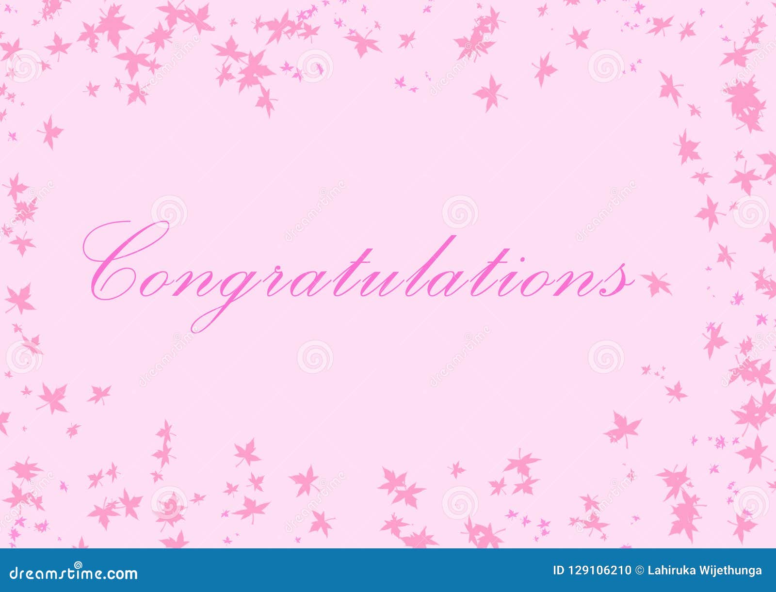 Congratulations Lettering on a Pinkish Background and a Frame by Leaves ...
