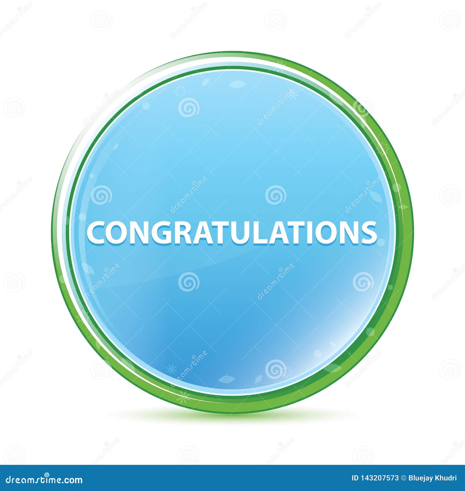 Congratulations Natural Aqua Cyan Blue Round Button Stock Illustration ...