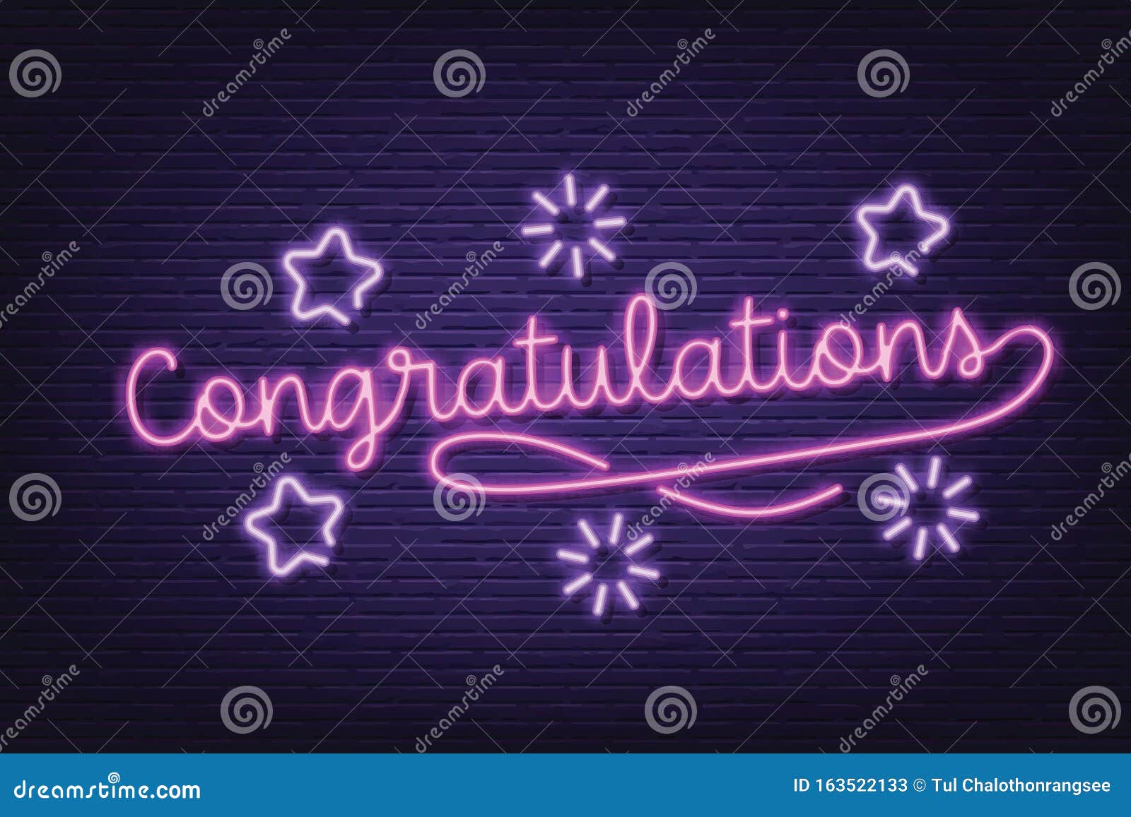 Congratulations Neon Signboard Banner Stock Vector - Illustration of ...