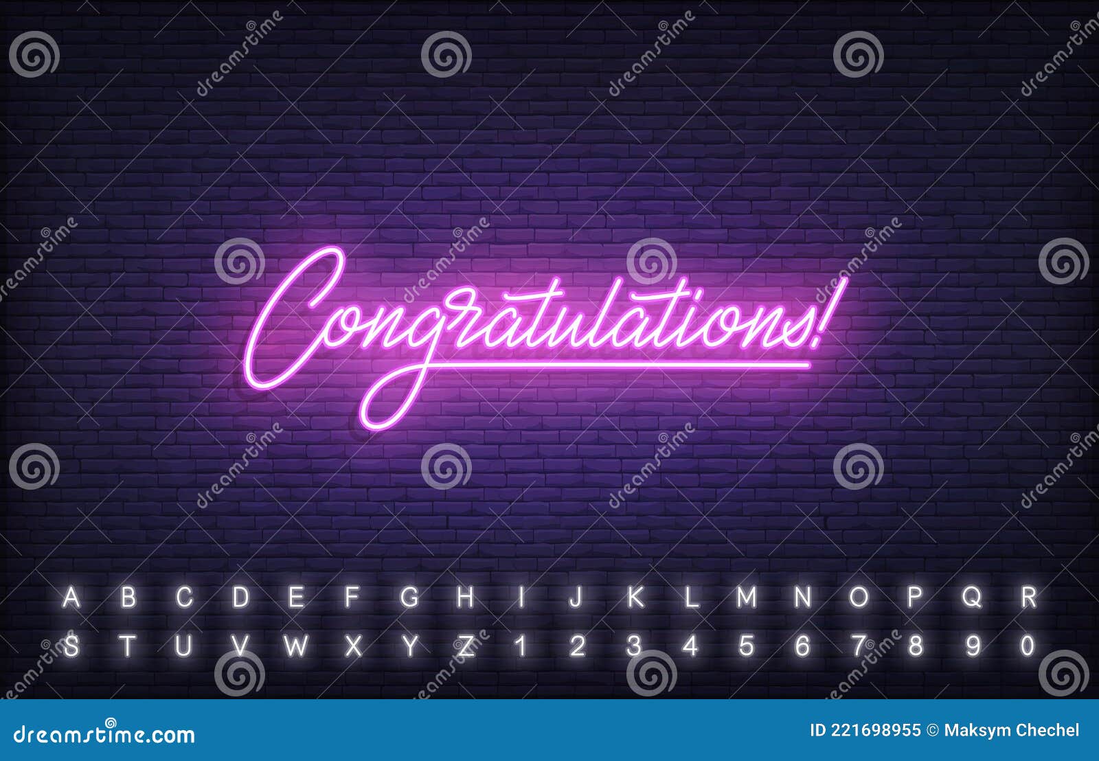 Congratulations Neon Template. Glowing Neon Lettering Congratulations ...