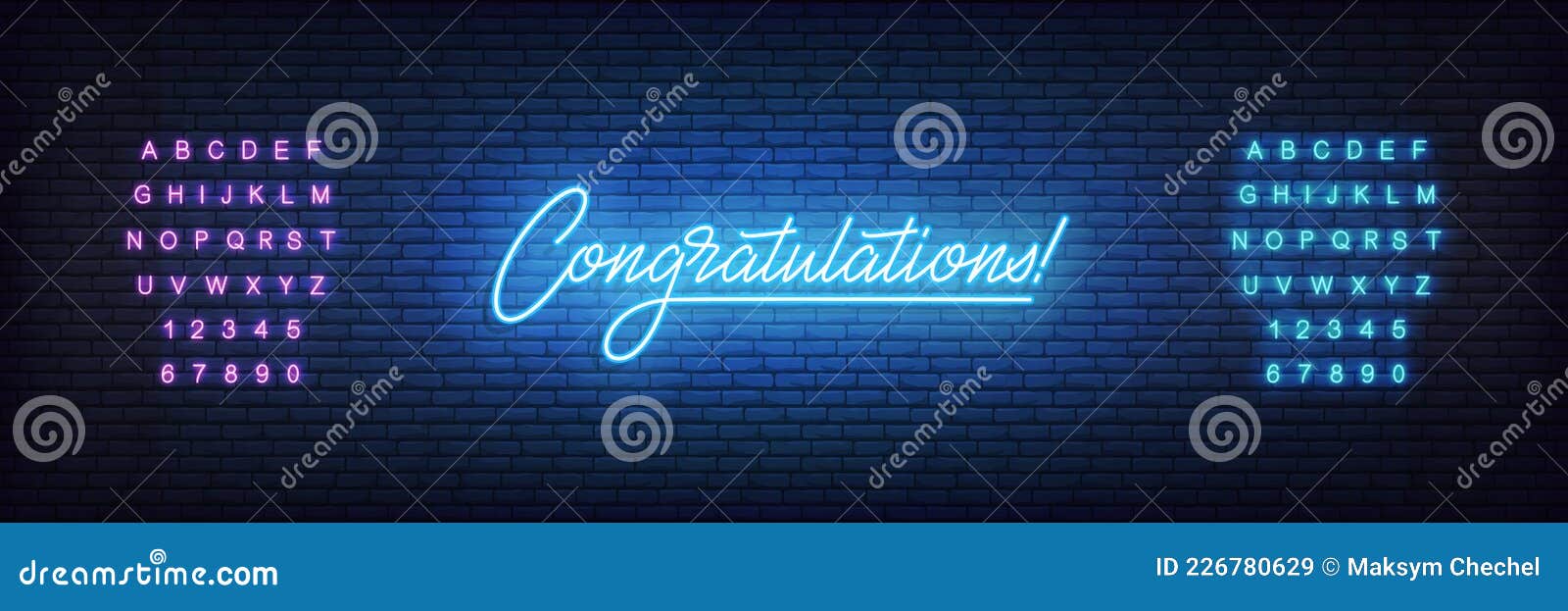 Congratulations Neon Template. Glowing Neon Lettering Congratulations ...