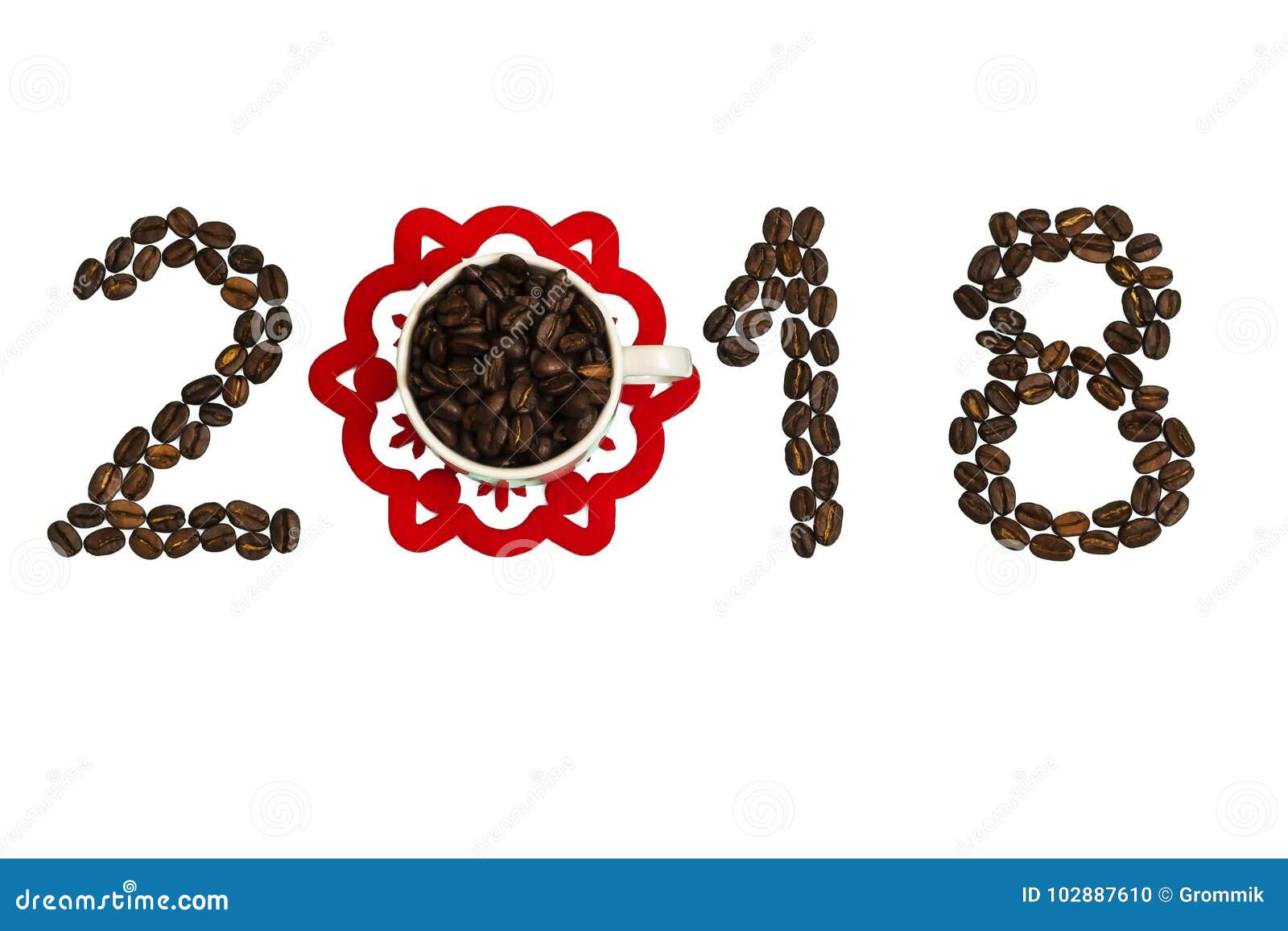 Congratulations on the New Year with Coffee Beans Stock Photo - Image ...