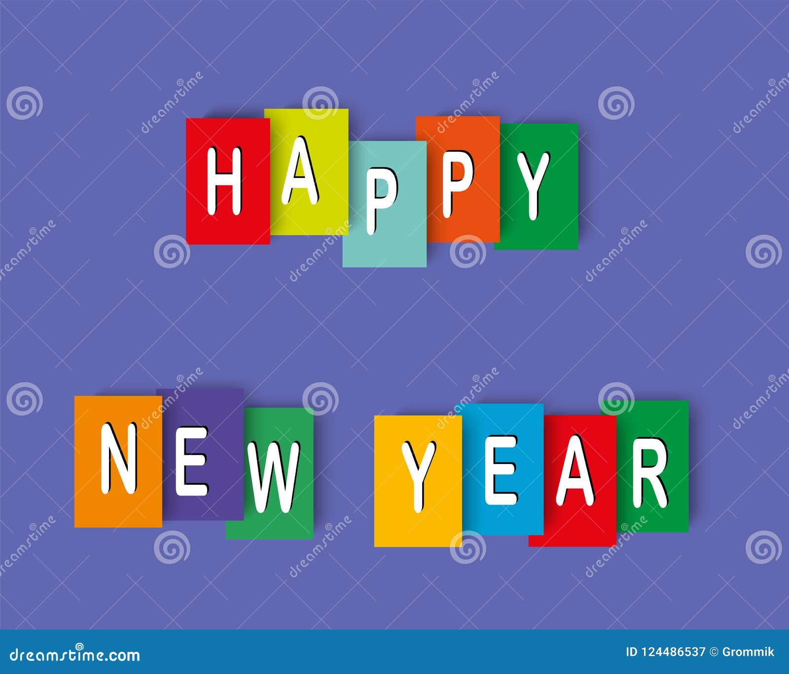 Congratulations on the New Year on the Multi-colored Rectangular Stock ...